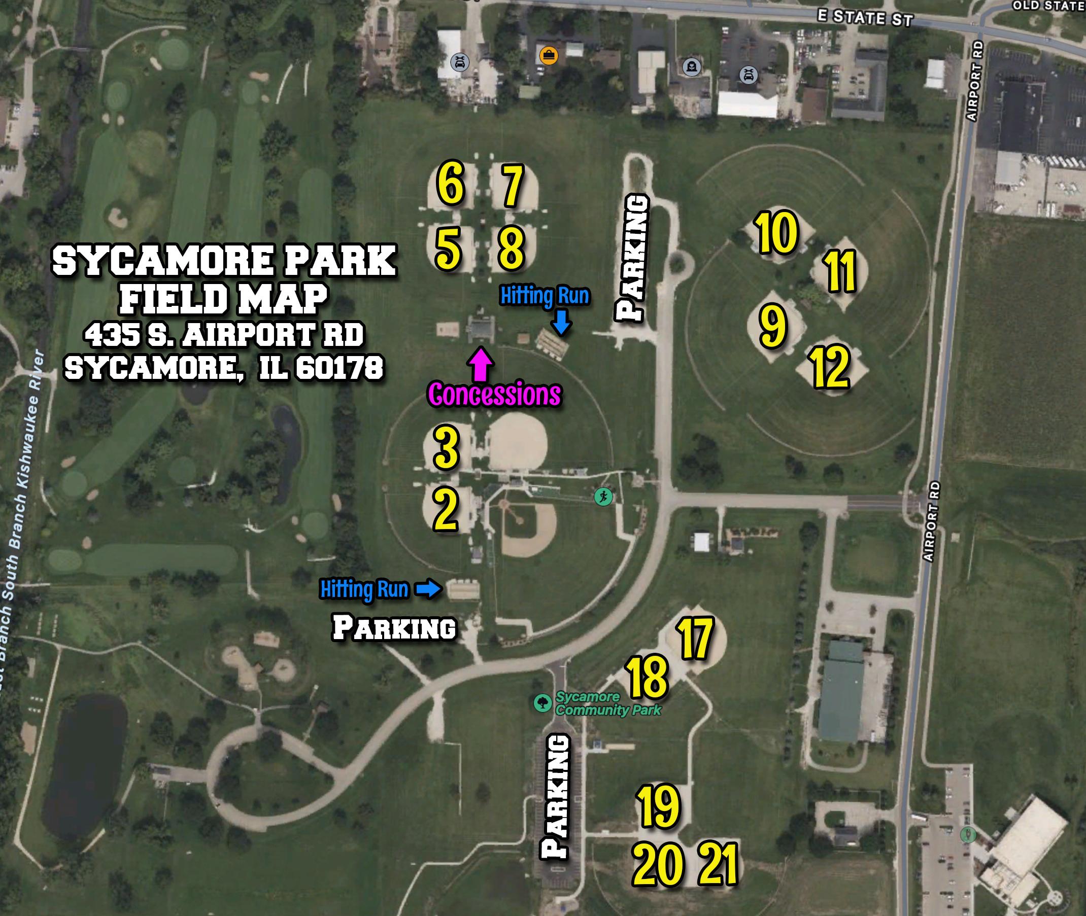 Sycamore Park Field Map
