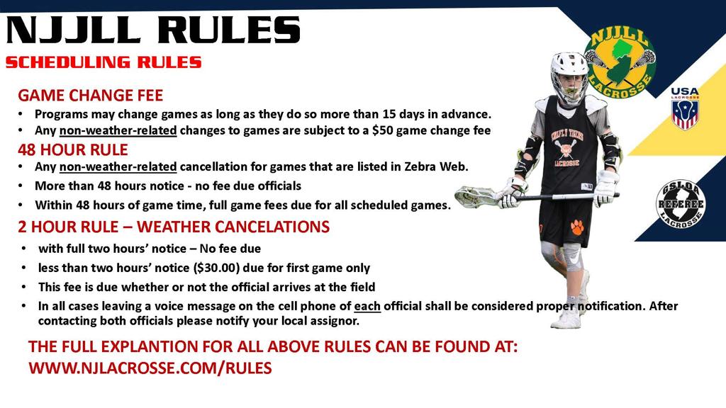 48 Hour Rule - Game Cancellations or Changes