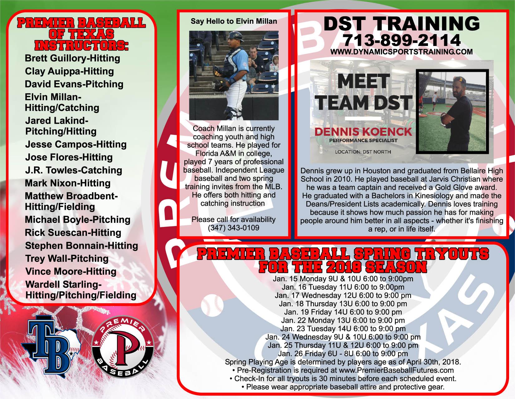Premier Baseball of Texas December Newsletter