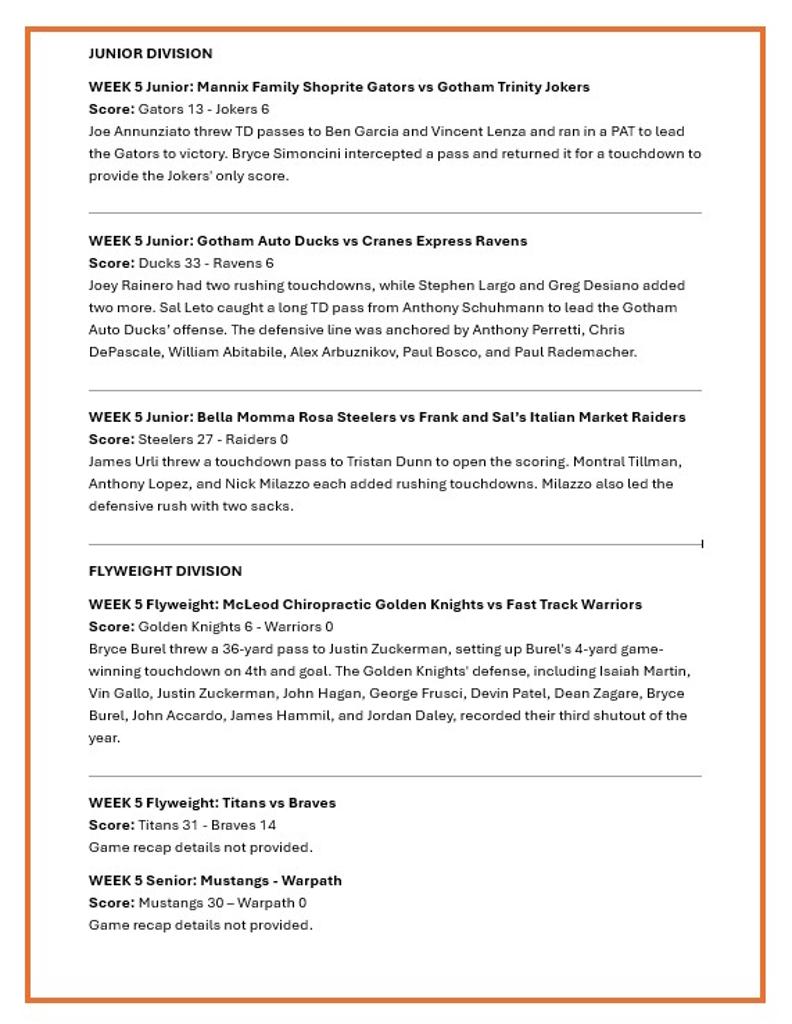 GAME RECAPS