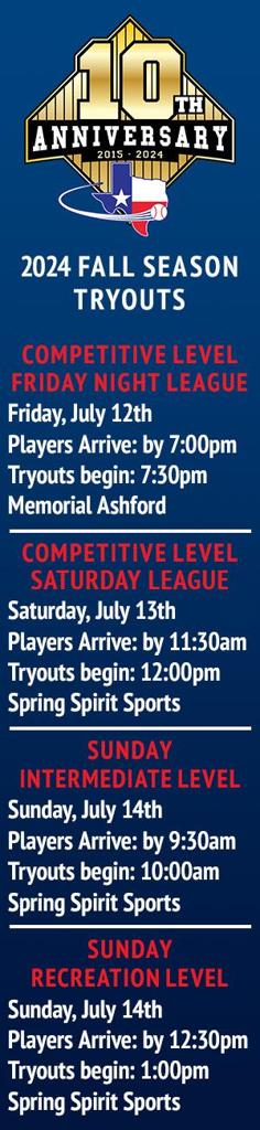Welcome | 2024 FALL OPEN TRYOUTS - RECREATION | Houston Baseball ...