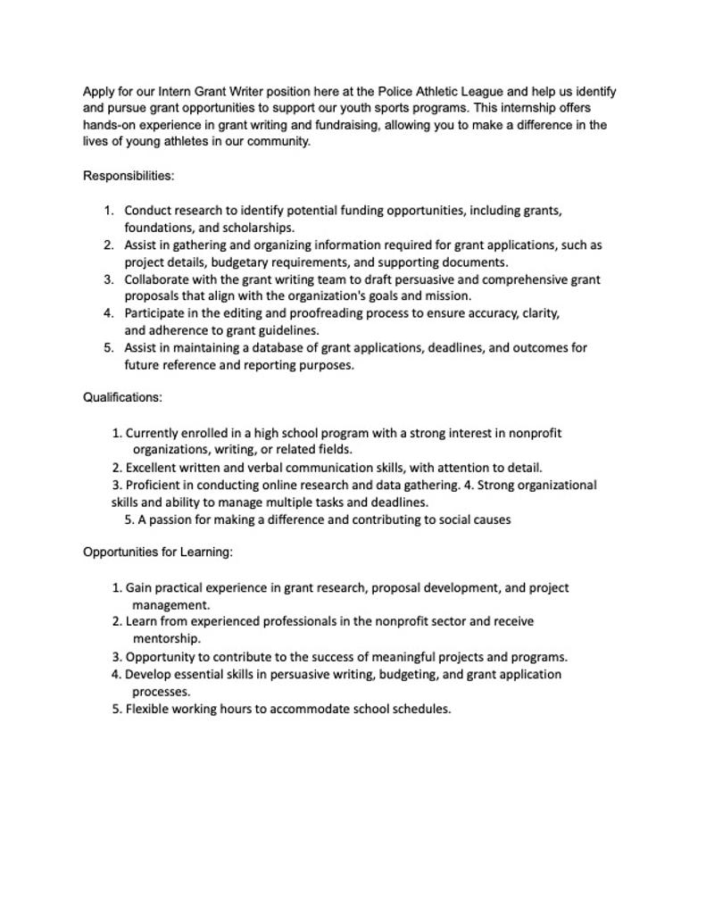 Internship + Workforce Development Program 2024-2025