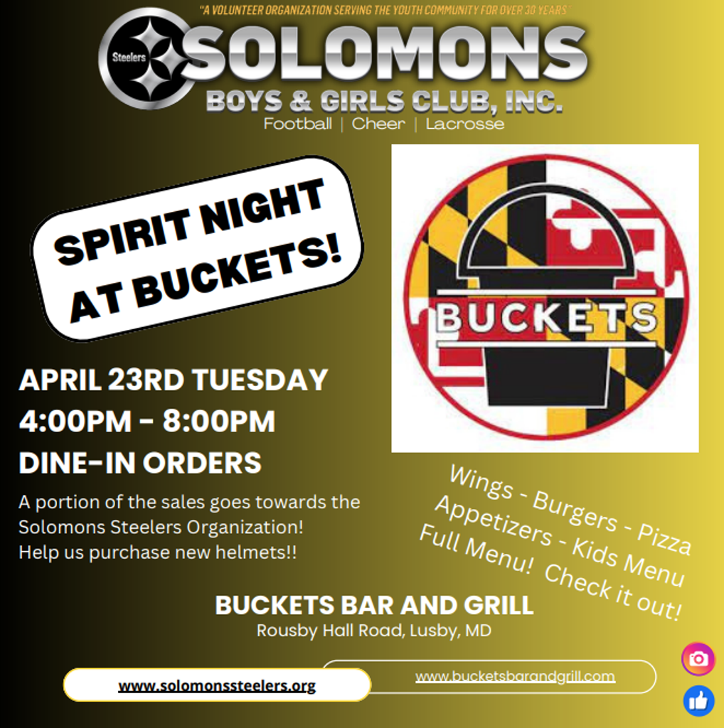 Spirit Night at Buckets April 23rd