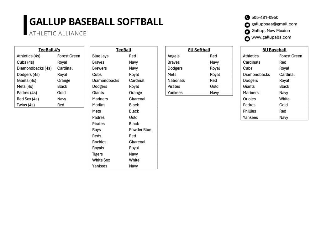 Gallup Baseball Softball Athletic Alliance