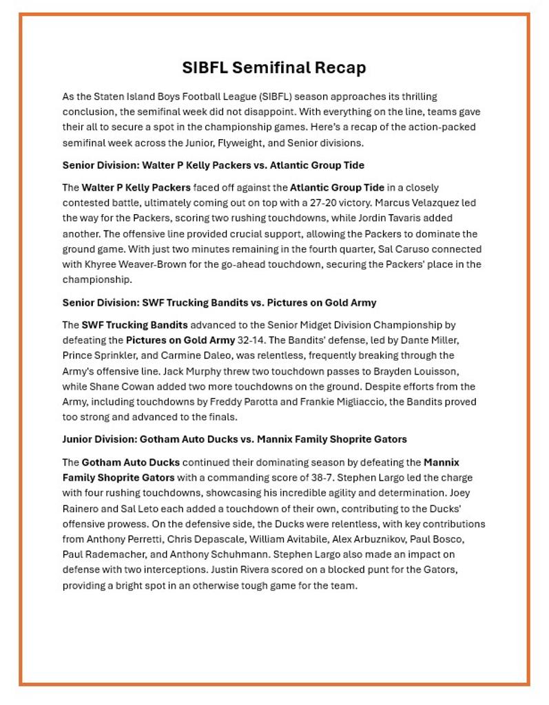 GAME RECAPS