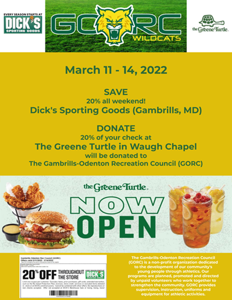 GORC weekend at Dick's Sporting Goods and The Greene Turtle in Waugh Chapel