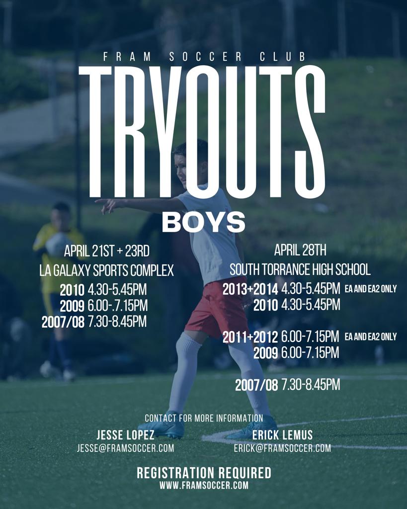Welcome | FRAM 2025/2026 Tryouts | FRAM Soccer