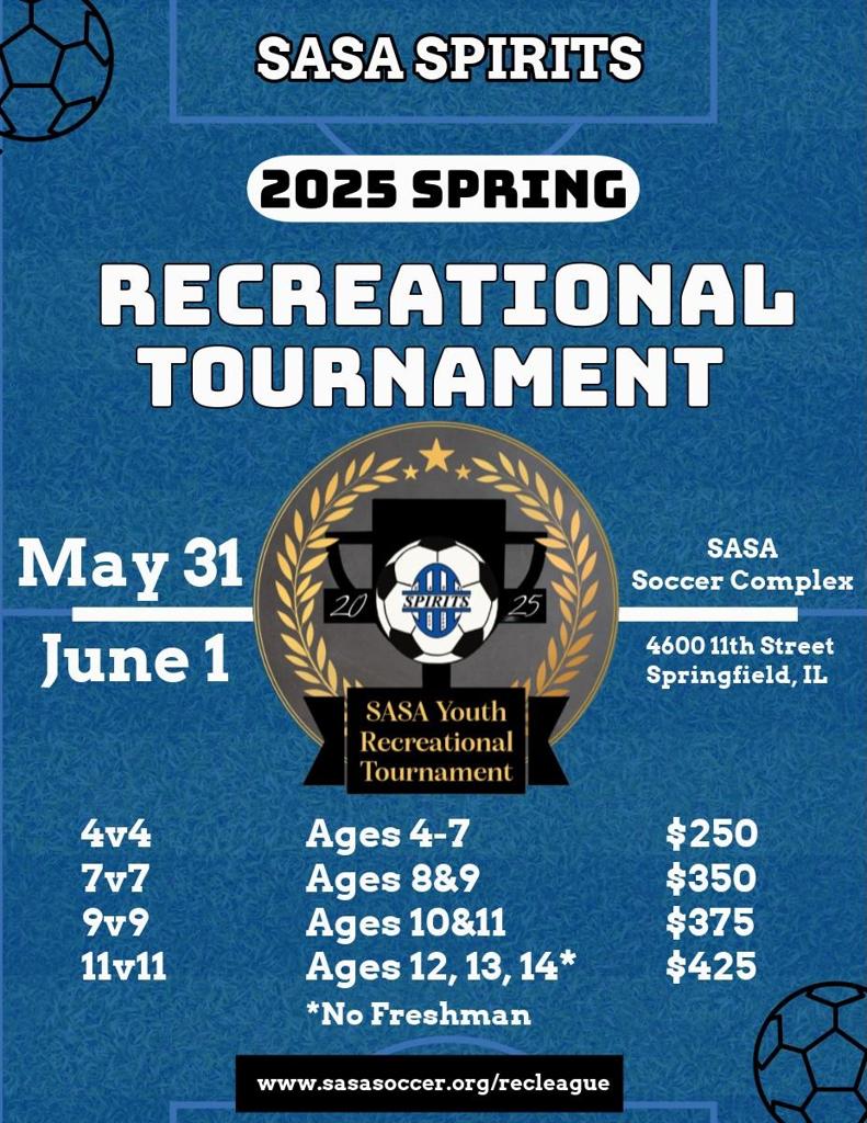 Welcome | 2025 SASA Rec League Tournament | Springfield Area Soccer ...