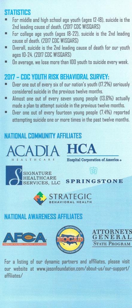Jason Foundation: Suicide Prevention Materials