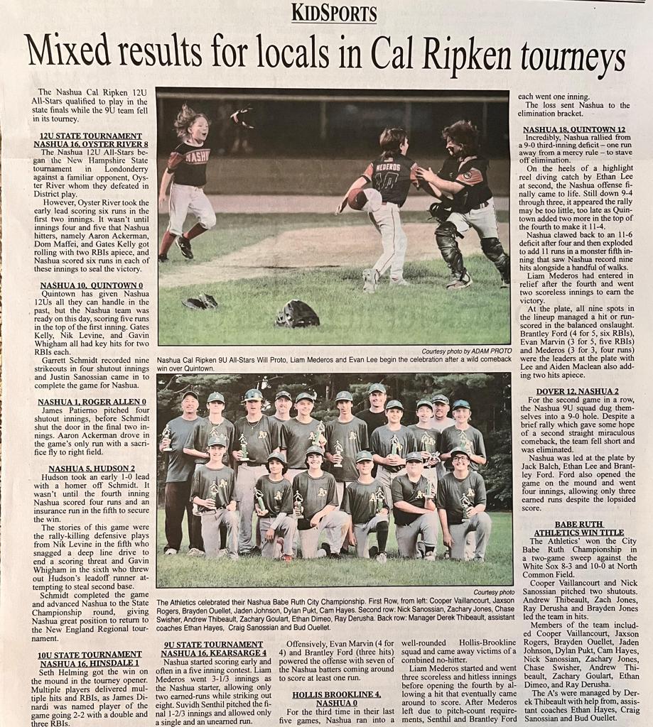 Nashua Telegraph Recaps of the All Star Season, Summer of 2023 | Photos ...