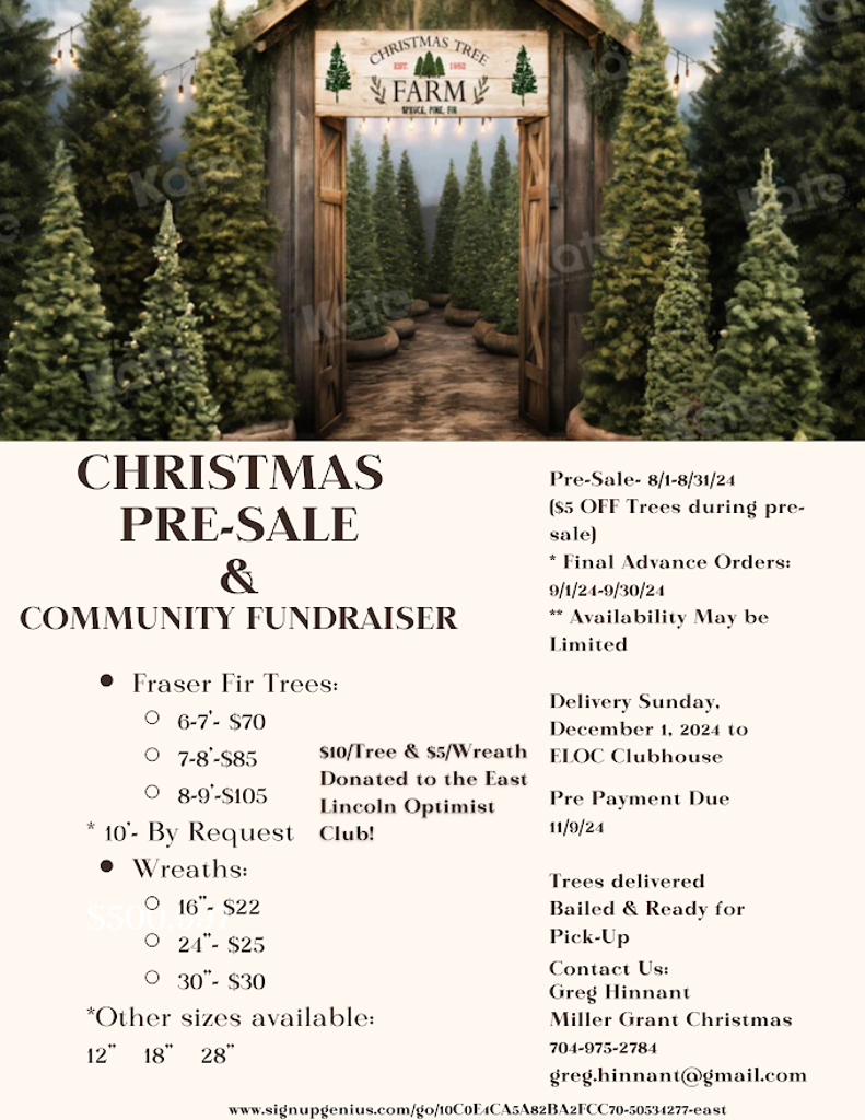 Welcome | Christmas Tree Fundraiser Pre-Sale | East Lincoln Optimist Club