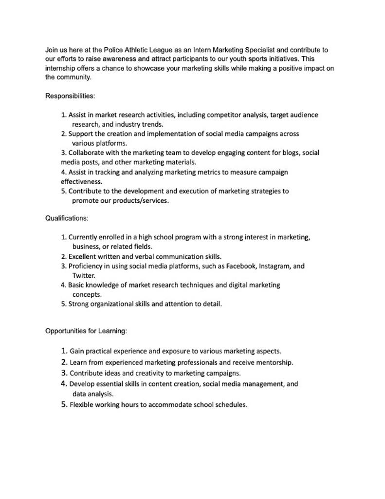 Internship + Workforce Development Program 2024-2025