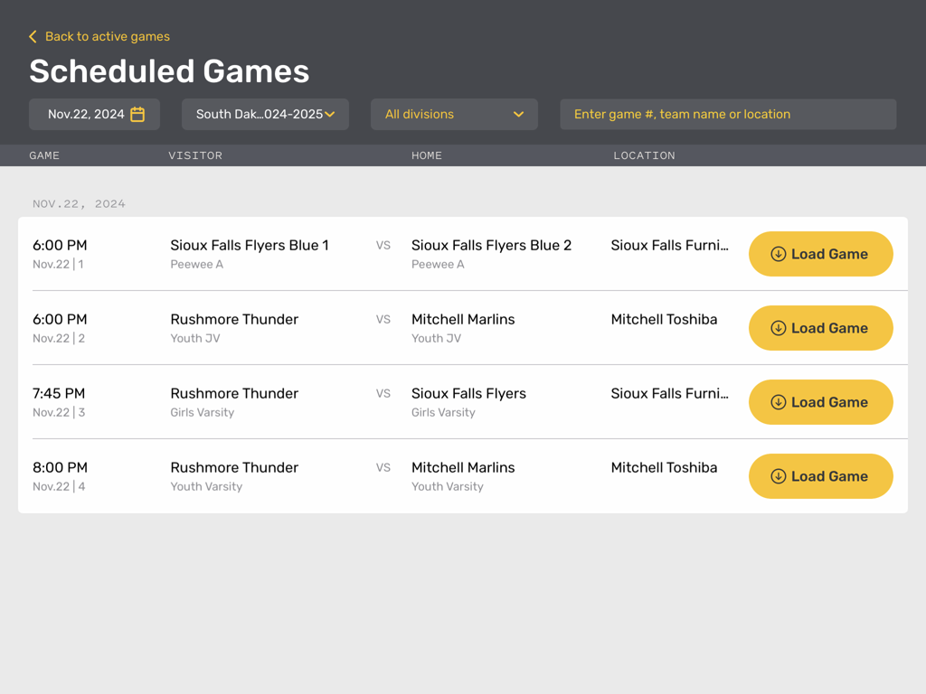 Gamesheet Scoring App Information
