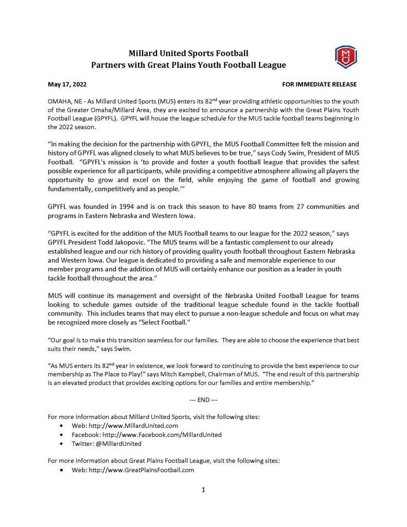 MUS Football Announcement