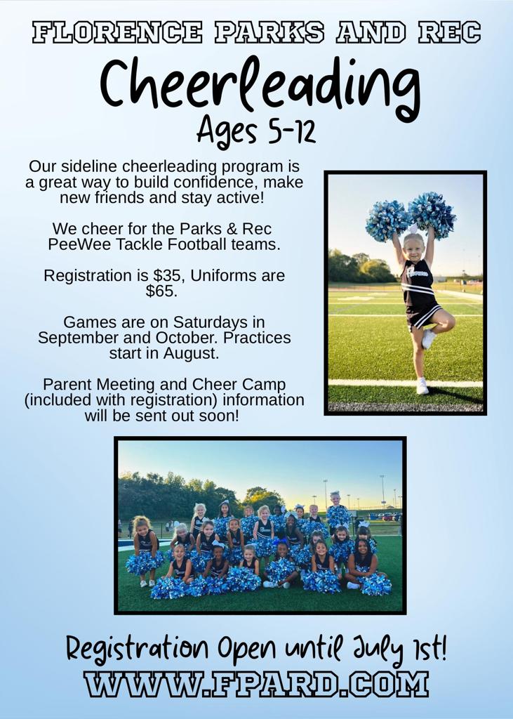 Welcome | Cheerleading 2025 | Florence Park & Recreation Athletics