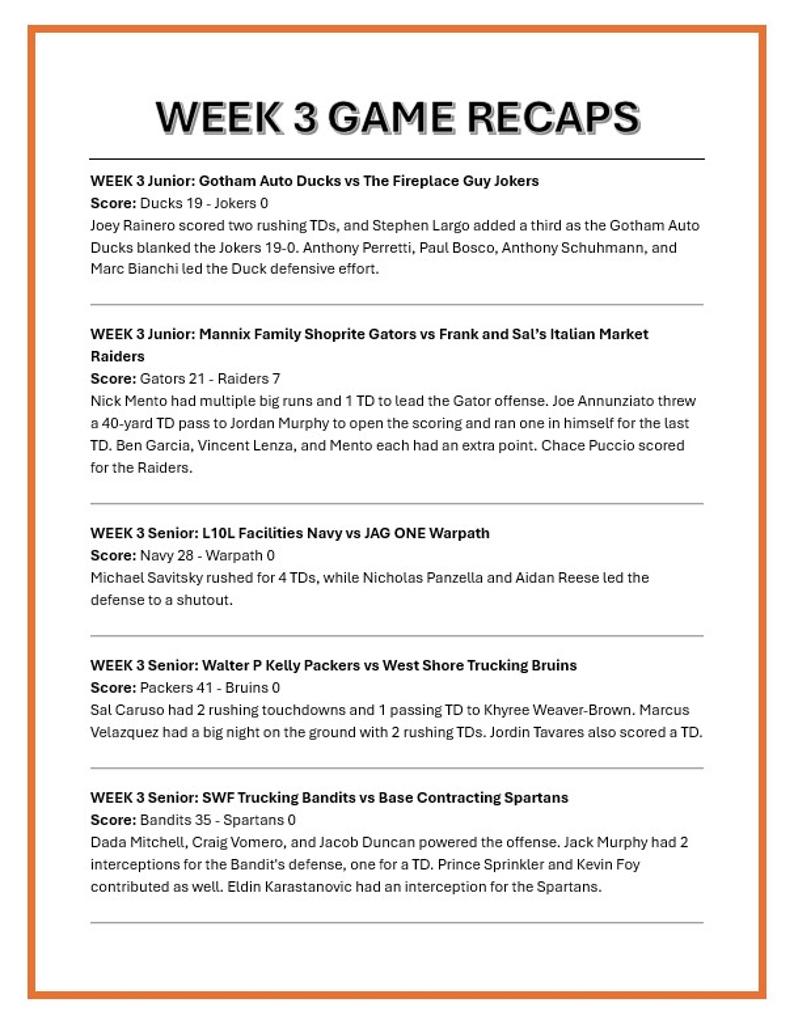 GAME RECAPS