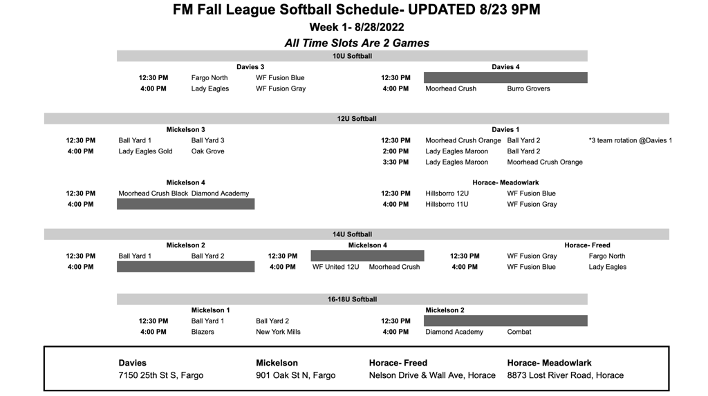 2022 Fall Softball League