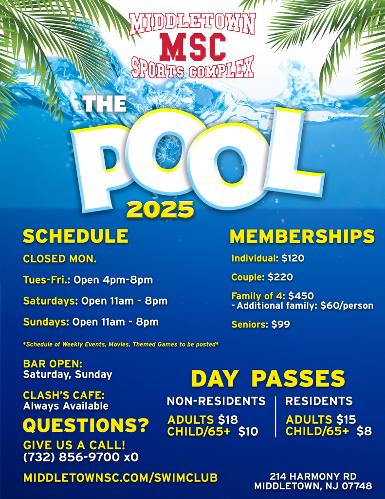 Welcome | 2025 Pool Club Membership | Middletown Sports Complex