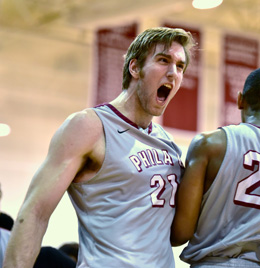 Alexis, Huggins lift Philly U over Holy Family on Senior Day