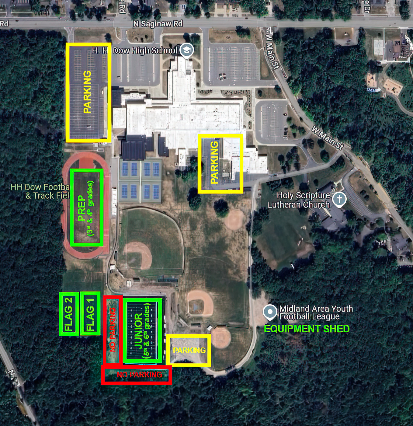 Field Locations - Flag, Prep & Junior Fields